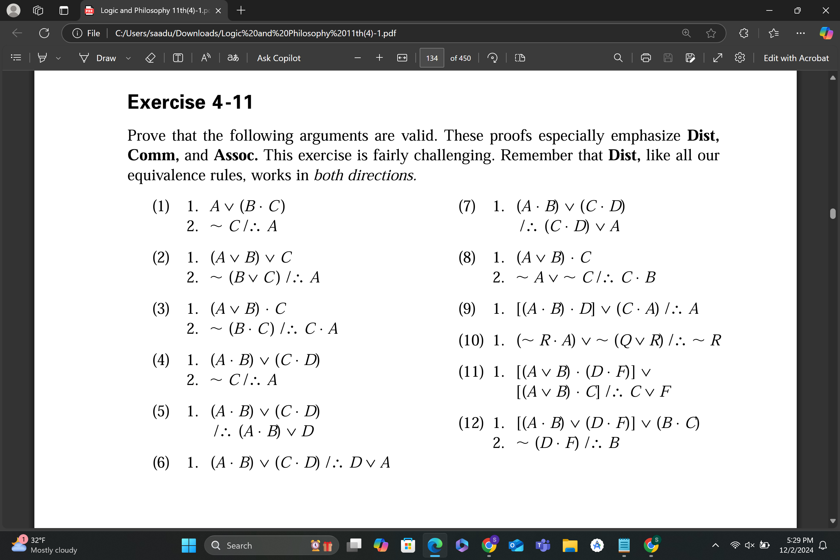 Solved Exercise 4-11Prove that the following arguments are | Chegg.com