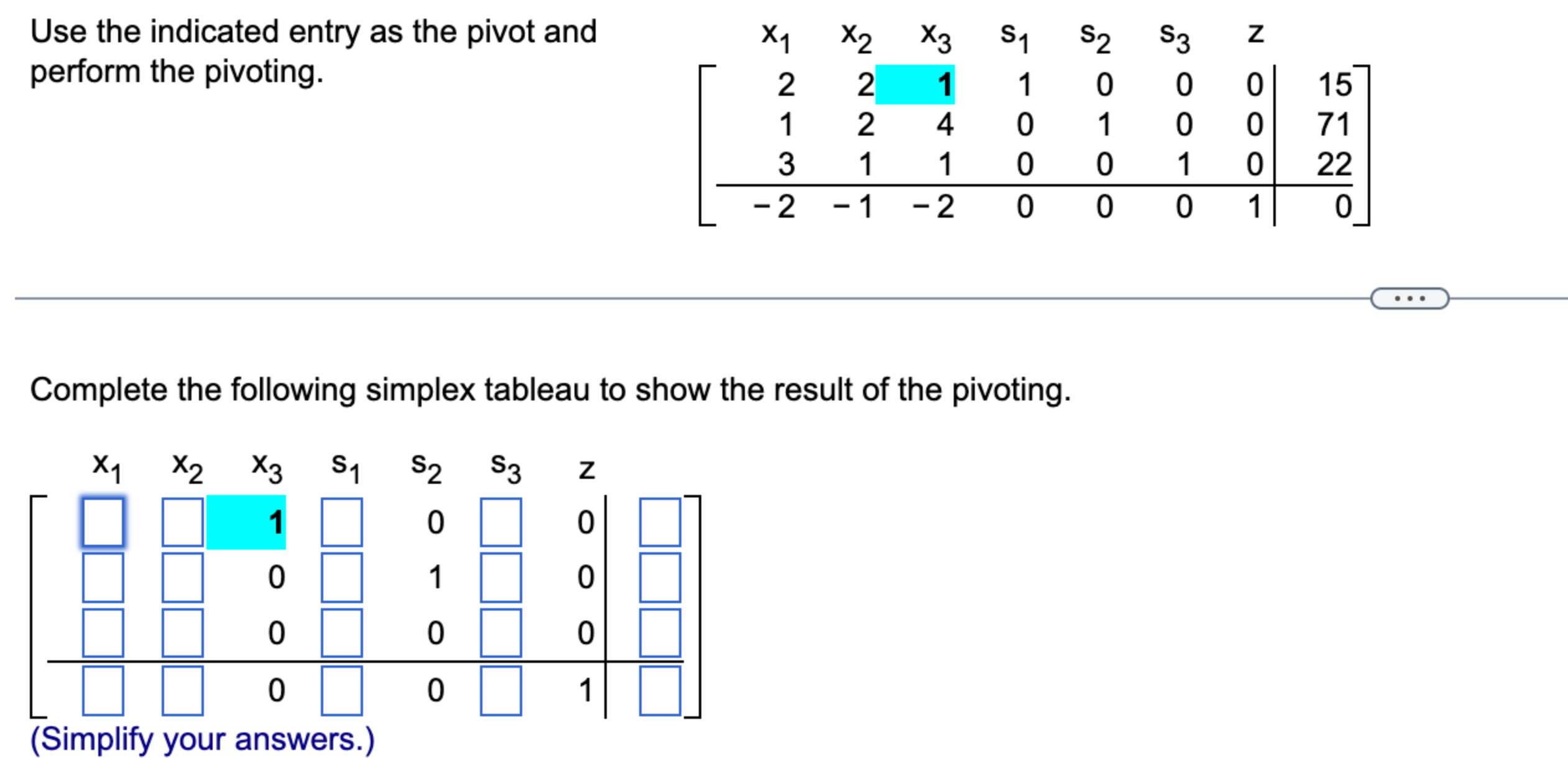 Solved Use the indicated entry as the pivot andperform the | Chegg.com