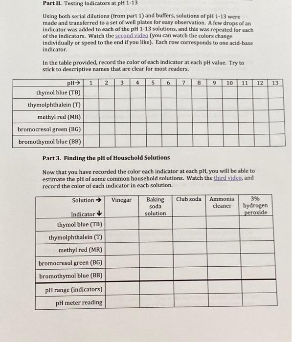 Solved Acid-Base Indicators and pH Chem 42 "Lab Fall 2020 | Chegg.com
