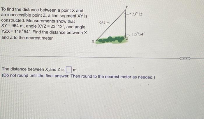 Solved To find the distance between a point X and an | Chegg.com