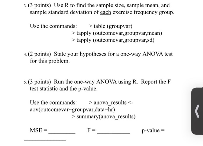 3. (3 points) Use R to find the sample size, sample | Chegg.com