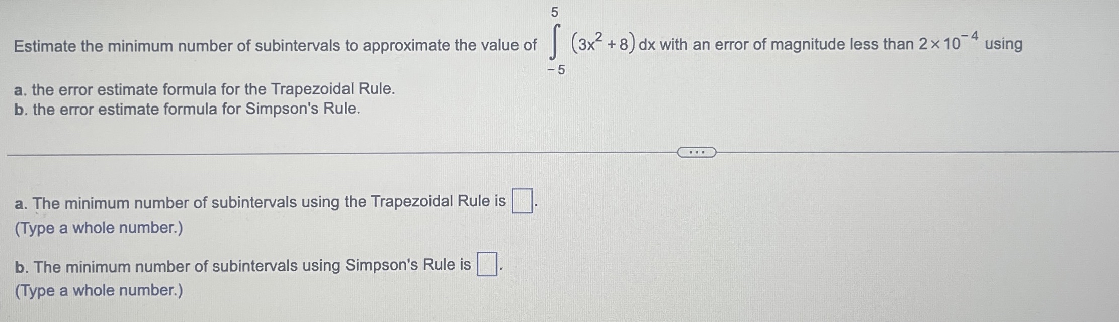 Solved Estimate the minimum number of subintervals to | Chegg.com