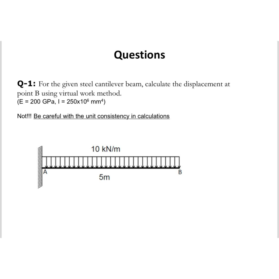 Solved QuestionsQ-1: For the given steel cantilever beam, | Chegg.com