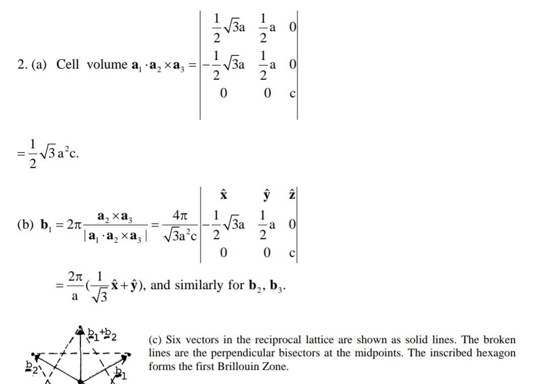 Solved Hexagonal space lattice. The primitive translation | Chegg.com