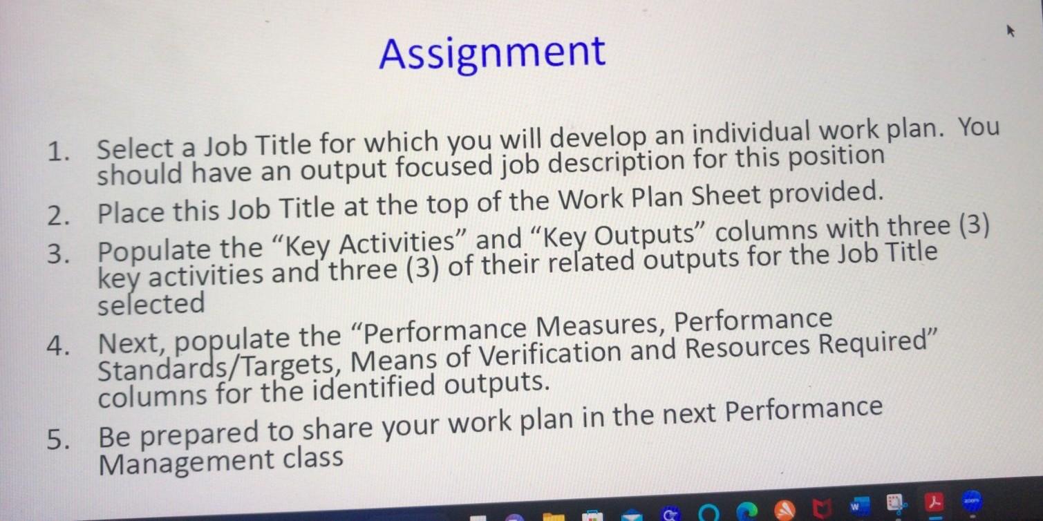Solved Assignment 1. Select a Job Title for which you will | Chegg.com