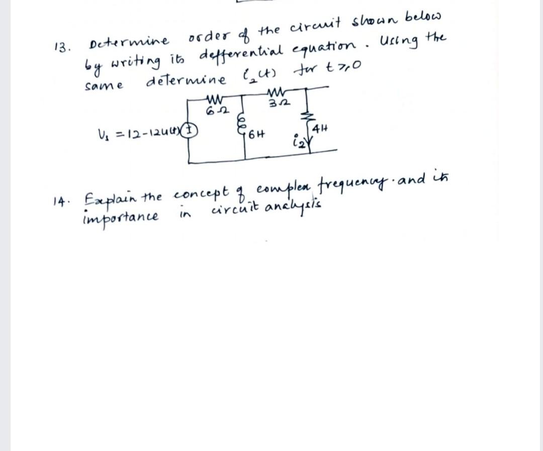 Solved 13. Determine order of the circuit shown below by | Chegg.com