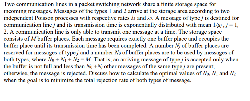 Two communication lines in a packet switching network | Chegg.com