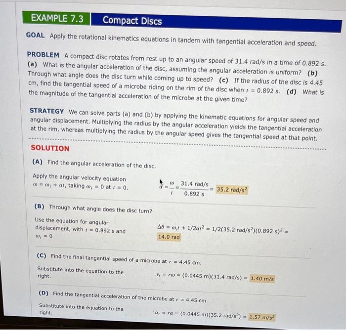 Solved GOAL Apply the rotational kinematics equations in | Chegg.com