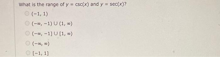 Solved What is the range of y=csc(x) and y=sec(x)? | Chegg.com