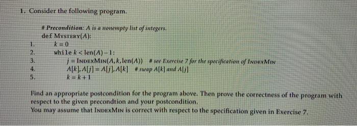 Solved 1 Consider The Following Program Precondition A 