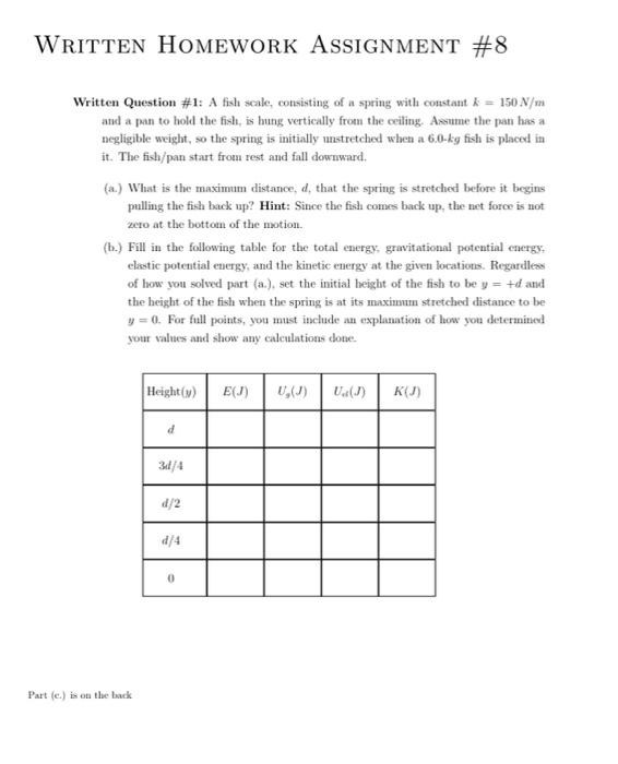 Written Homework Assignment \#8 Written Question \#1: | Chegg.com