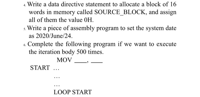 Solved 4. Write a data directive statement to allocate a | Chegg.com
