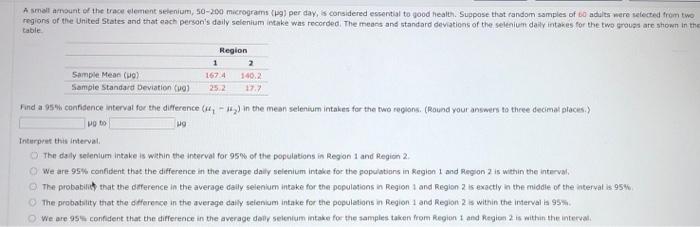 Solved A small amount of the trace element selenium, 50-200 | Chegg.com