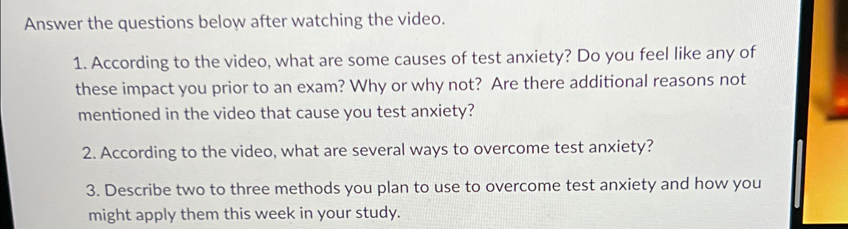 Solved Answer the questions below after watching the | Chegg.com