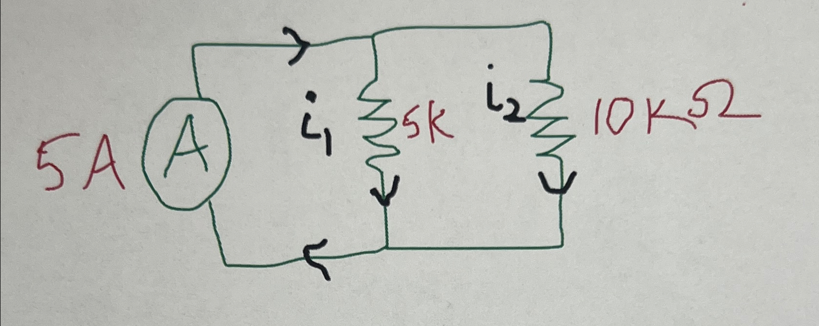 Solved Calulate the current passing through the 5k-Ohm and | Chegg.com