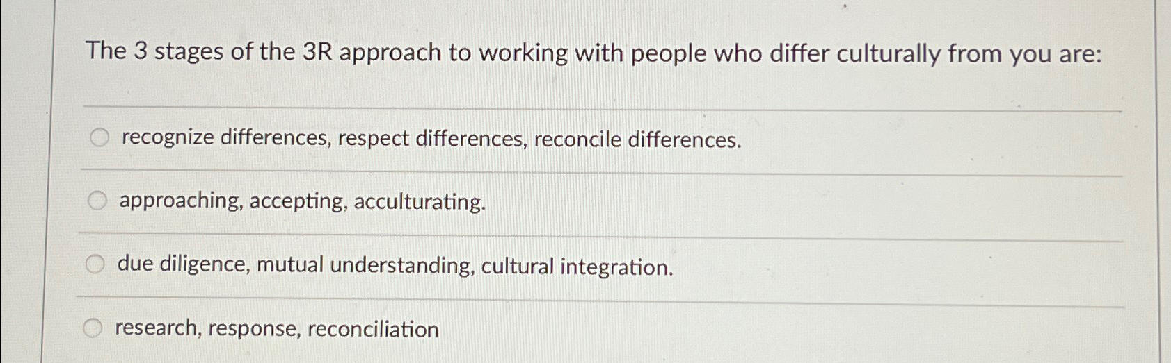 Solved The 3 ﻿stages of the 3R ﻿approach to working with | Chegg.com