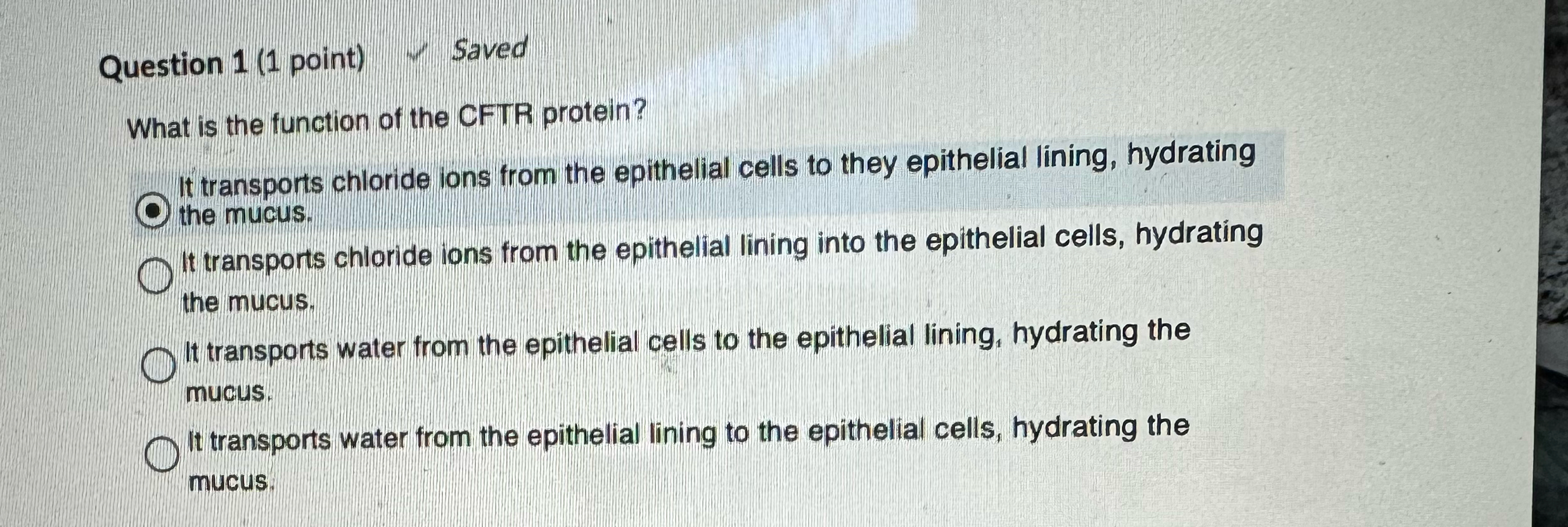Solved Question 1 (1 ﻿point), ﻿SavedWhat is the function of | Chegg.com
