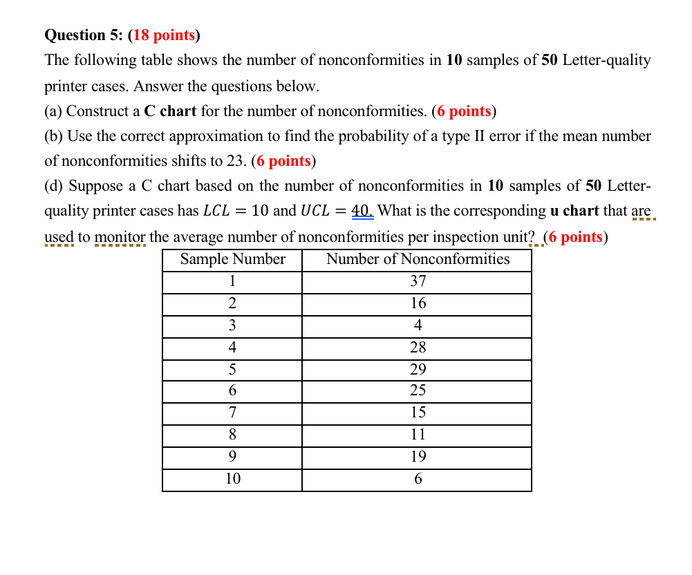 Solved Question 5: (18 ﻿points)The following table shows the | Chegg.com