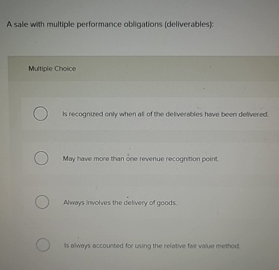 Solved A sale with multiple performance obligations | Chegg.com