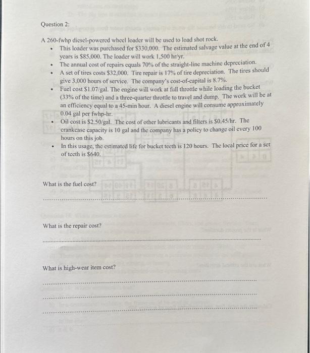 Solved Part 2: Calculation questions −2 questions * 15 | Chegg.com