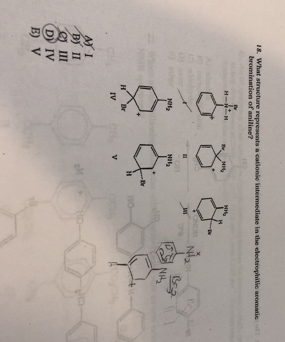 Solved 18. What structure represents a cationic intermediate | Chegg.com