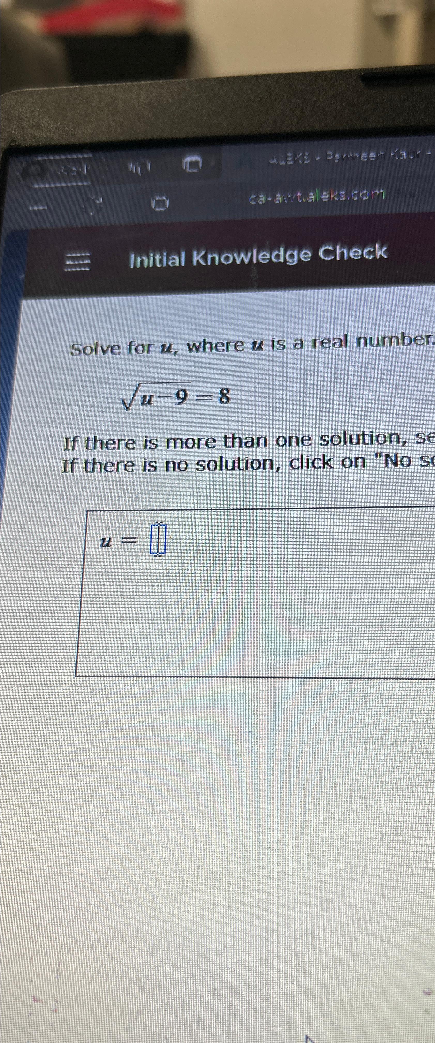 Solved Initial Knowledge CheckSolve for u, ﻿where u ﻿is a | Chegg.com