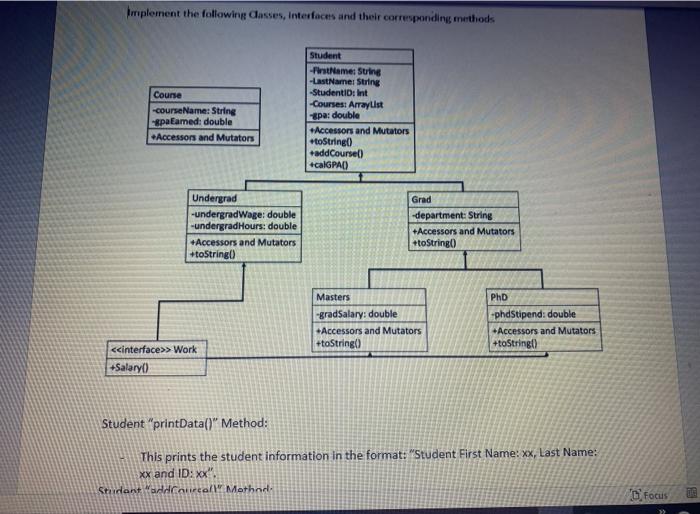 Solved Implement the following Classes, Interfaces and their | Chegg.com