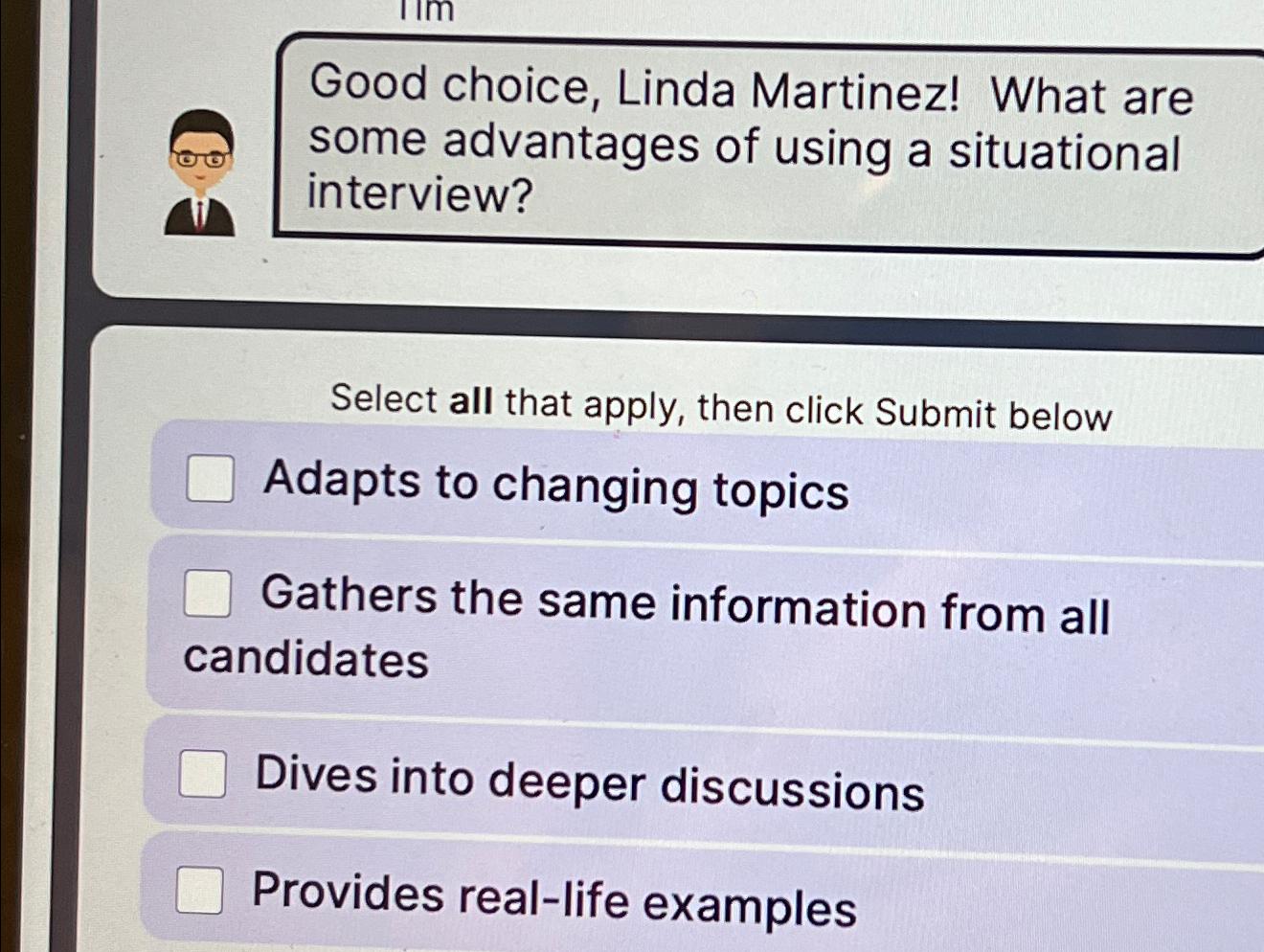 Solved Good choice, Linda Martinez! What are some advantages | Chegg.com