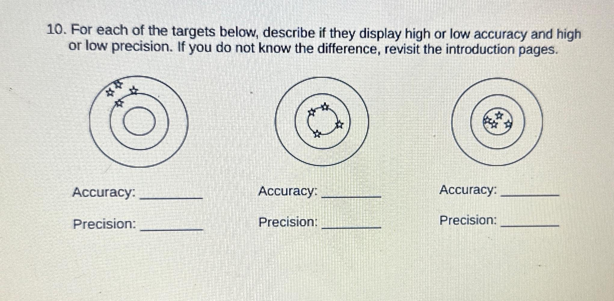 Solved For each of the targets below, describe if they | Chegg.com