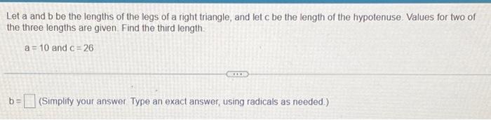 Solved Let a and b be the lengths of the legs of a right | Chegg.com