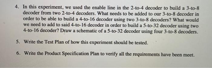 Solved 4. In this experiment, we used the enable line in the | Chegg.com
