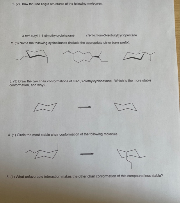 Solved 1. (2) Draw the line angle structures of the | Chegg.com