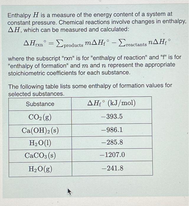 Solved Enthalpy H is a measure of the energy content of a | Chegg.com