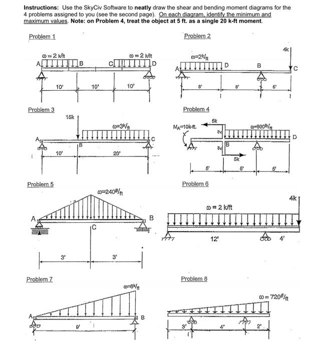 Solved Instructions: Use the SkyCiv Software to neatly draw | Chegg.com