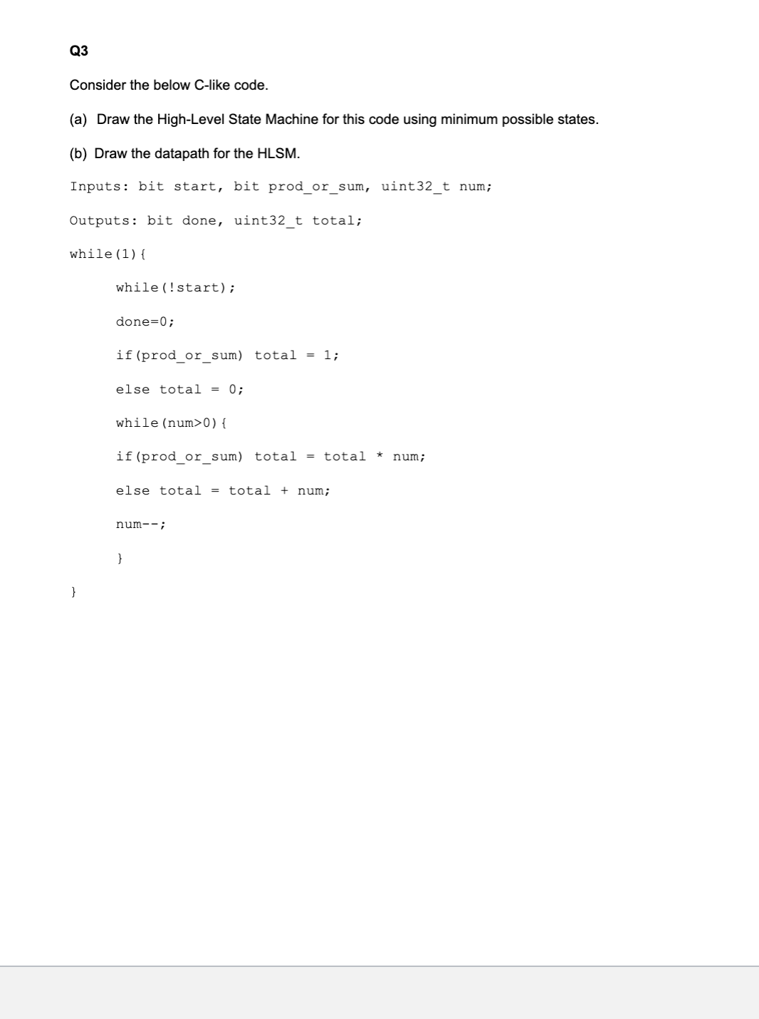 Solved Consider the below C-like code.(a) ﻿Draw the | Chegg.com