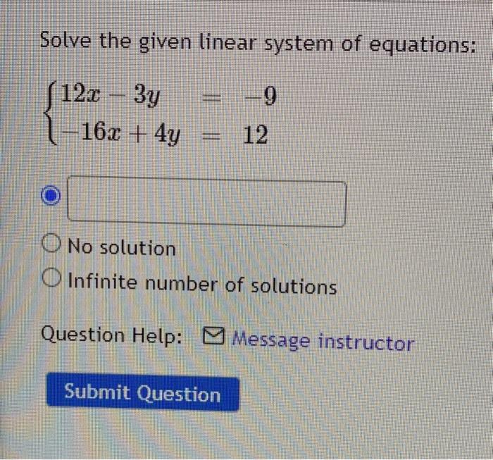 Solved Solve the given linear system of equations: | Chegg.com