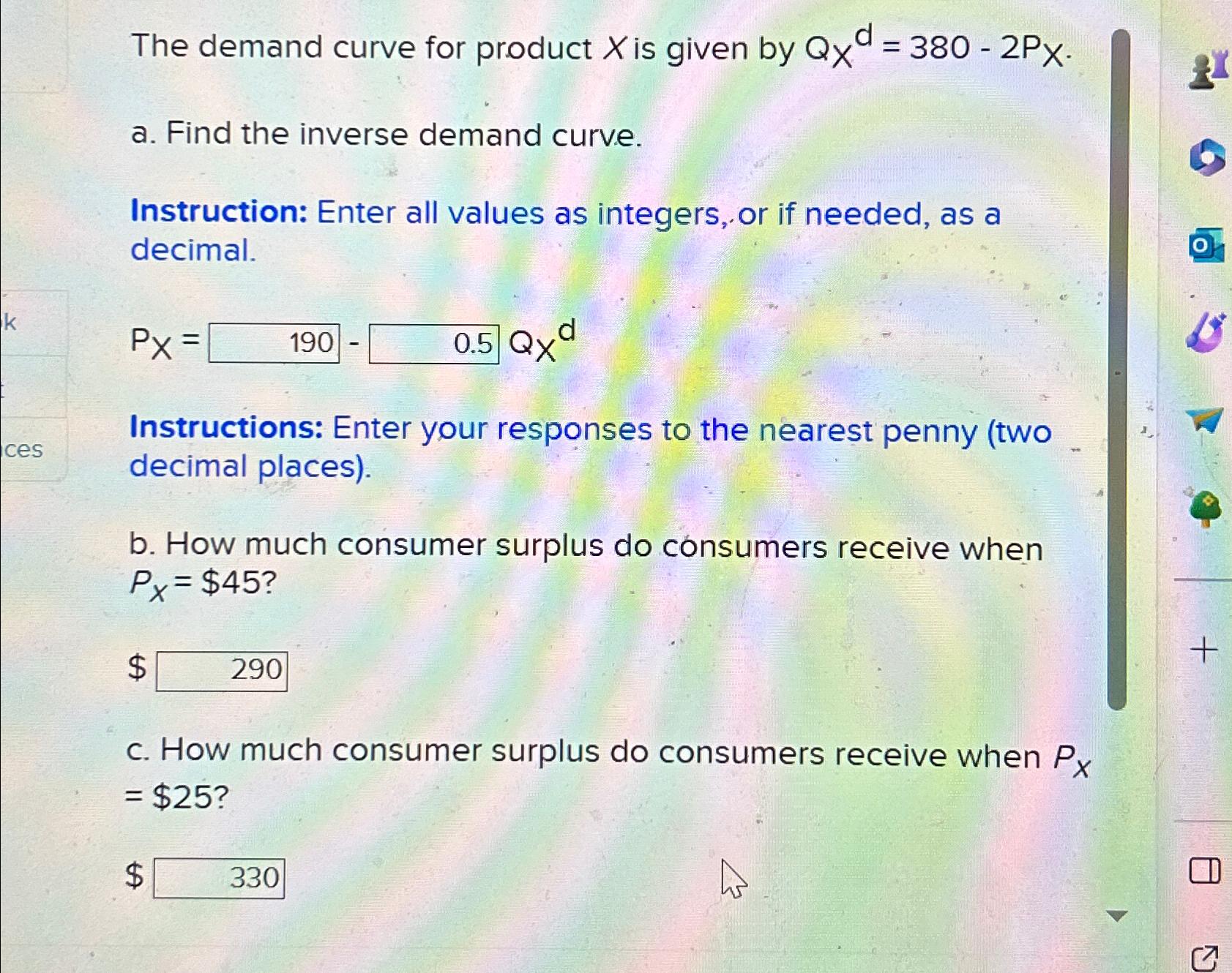 Solved The demand curve for product x ﻿is given by | Chegg.com
