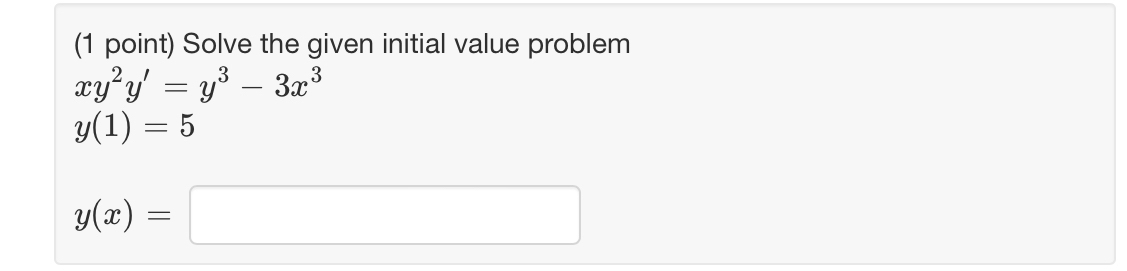 Solved (1 ﻿point) ﻿Solve the given initial value | Chegg.com