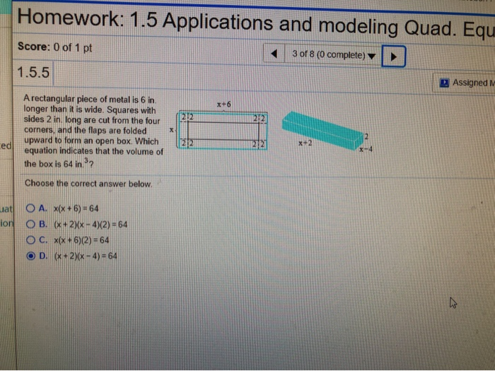 Solved Homework: 1.5 Applications and modeling Quad. Equ | Chegg.com