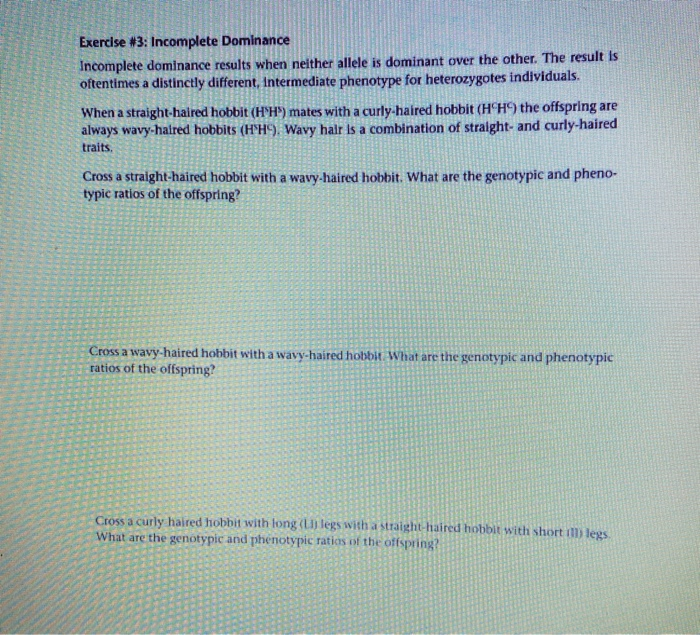Solved Exercise #3: Incomplete Dominance Incomplete | Chegg.com