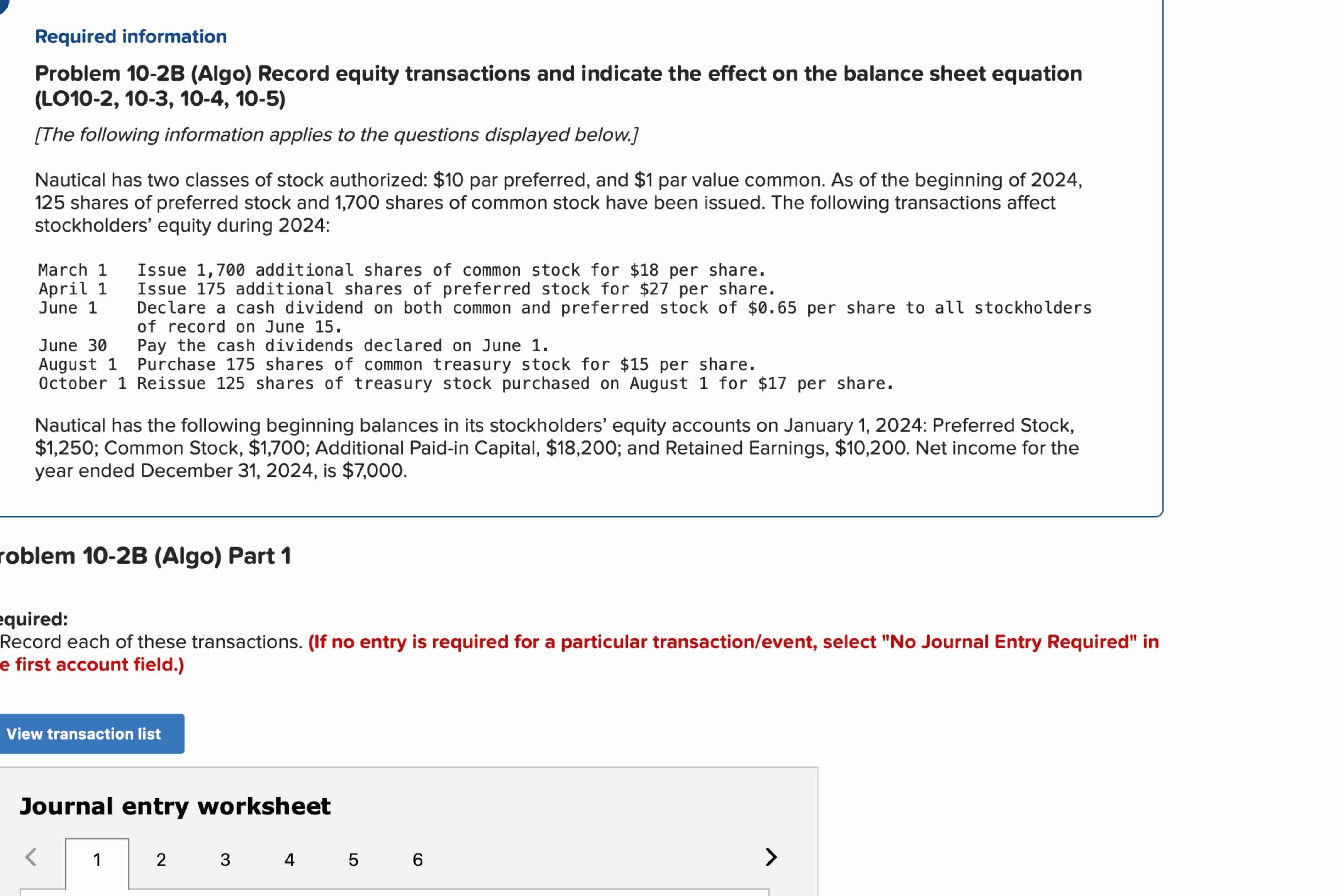 Solved Required information Problem 10-2B (Algo) ﻿Record | Chegg.com