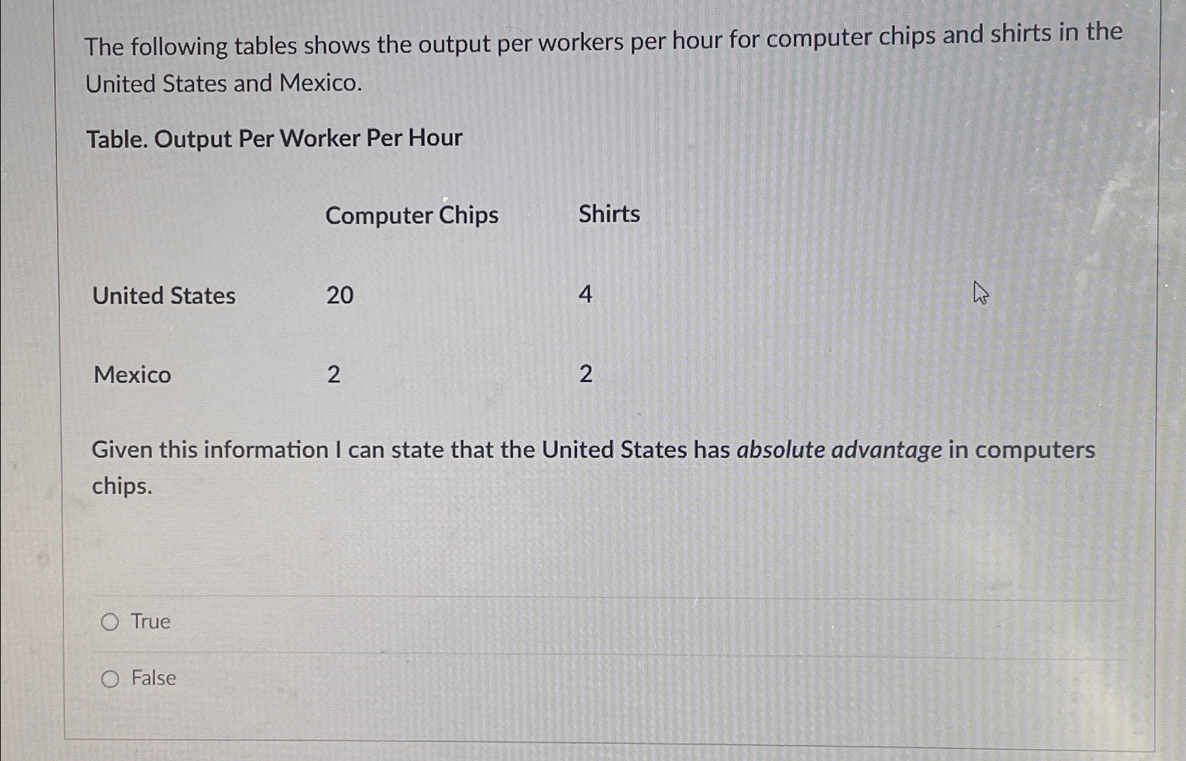 Solved The following tables shows the output per workers per | Chegg.com