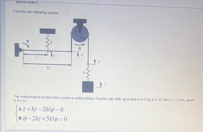 Solved Consider the following system. The mathematical model | Chegg.com