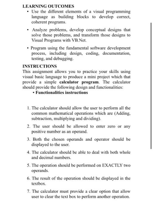 Solved LEARNING OUTCOMES • Use the different elements of a | Chegg.com