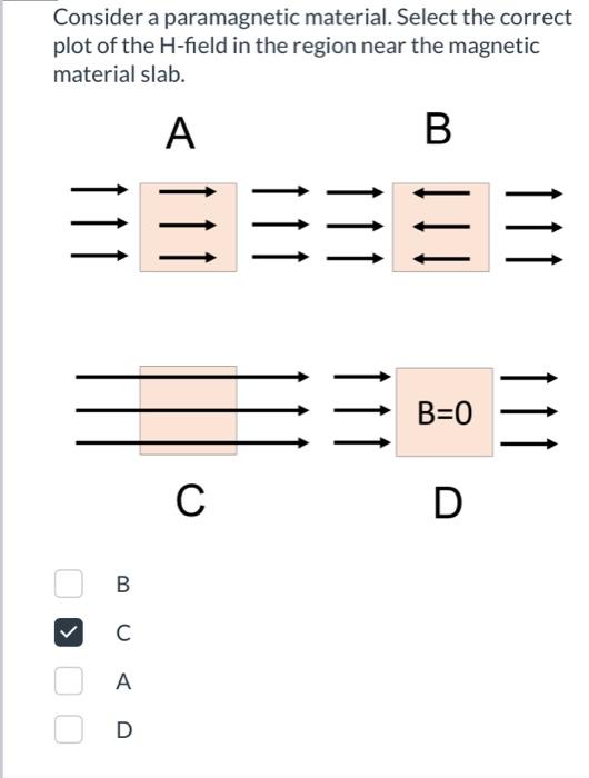 Solved Consider a paramagnetic material. Select the correct | Chegg.com