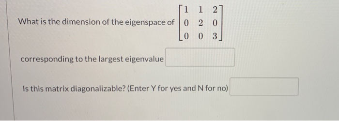 Solved [i 1 21 What is the dimension of the eigenspace of 0 | Chegg.com