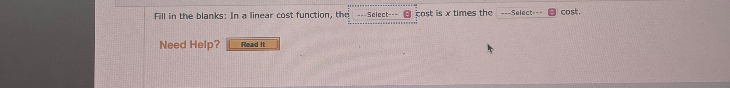 Solved Fill in the blanks: In a linear cost function, thi | Chegg.com