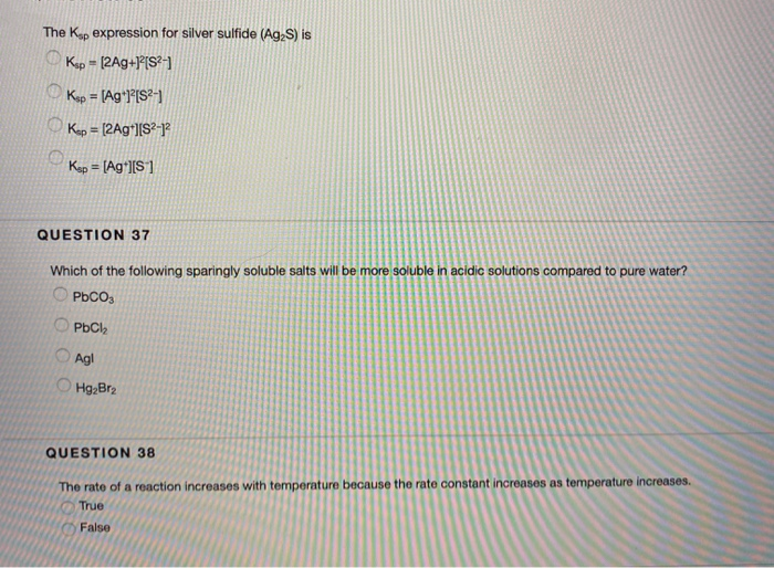 Solved The Ksp expression for silver sulfide (Ag2S) is Kep = | Chegg.com