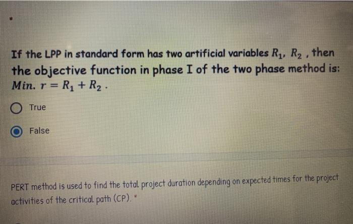 Solved If the LPP in standard form has two artificial | Chegg.com
