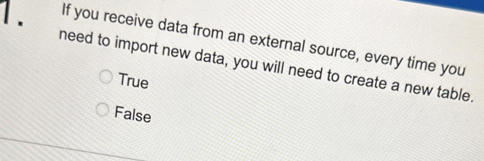Solved If you receive data from an external source, every | Chegg.com